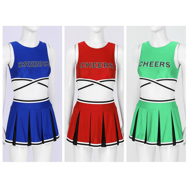 Women's Cosplay Uniform Dress Cheerleading Role Play Outfit Set 4 Color ...