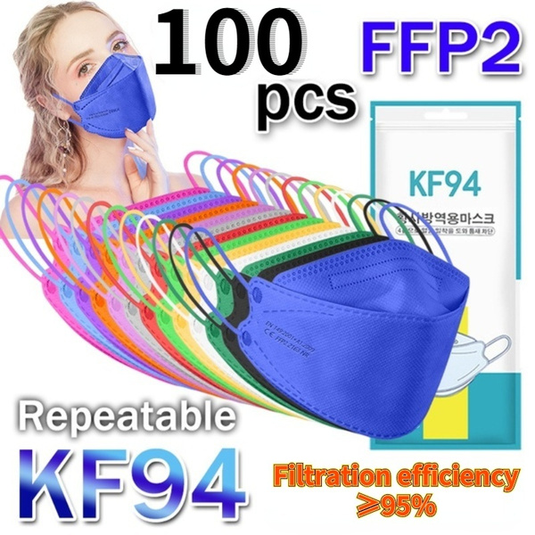 100PCS KN95 KF94 Mask Face Mouth Mask Navy Blue Fish Masks FFP2 Face ...