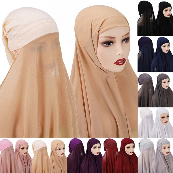 Chiffon Hijab Scarf For Women Veil Instant Hijab Muslim Ladies Fashion