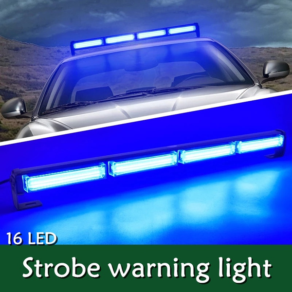 16 LED Super Bright 12V Car Truck LED Strobe Light Bar Police Flashing ...