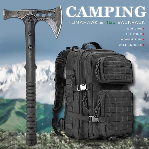 Outdoor military tactical nylon backpack hunting hammer tomahawk | Wish