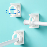 Hole Free Telescopic Rod Hook Hanging Rod Fixing Support Shower Curtain ...