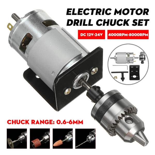 12-24V Electric Lathe Press Motor with Drill Chuck 0.6-6mm Mini Drill ...