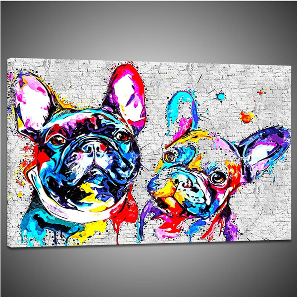 Wall Art Animal French Bulldog Poster HD Print Oil Painting on Canvas ...