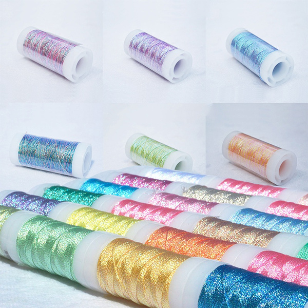 0.2mm Mixing Color Glitter Embroidery Thread Crochet Knitting Yarn ...