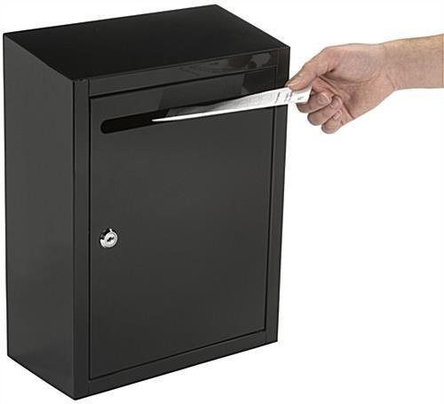 Metal Ballot Box w/ Lock, Wall Mount or Countertop, Front Slot & Hinged ...