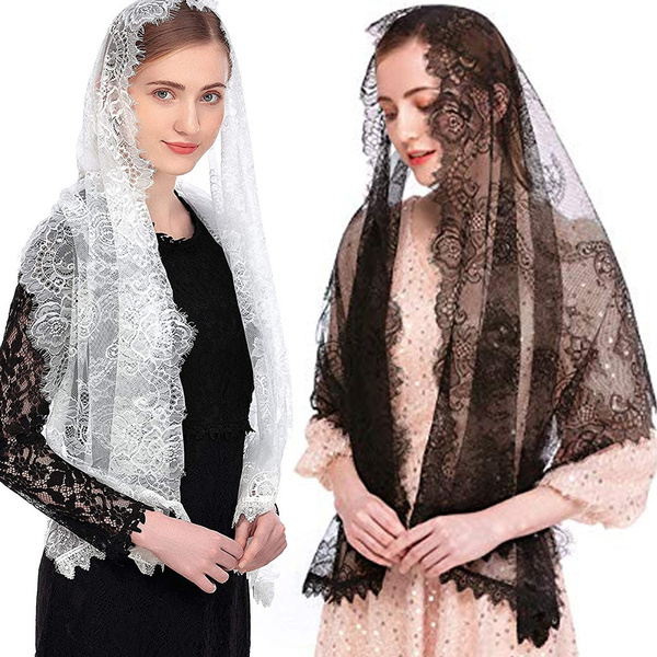 Spanish Style Lace Traditional Vintage Mantilla Veil Latin Mass Head ...