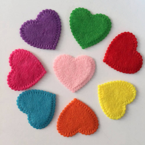 100PCS Mix Padded Felt Heart Appliques Crafts Wedding Making DIY ...