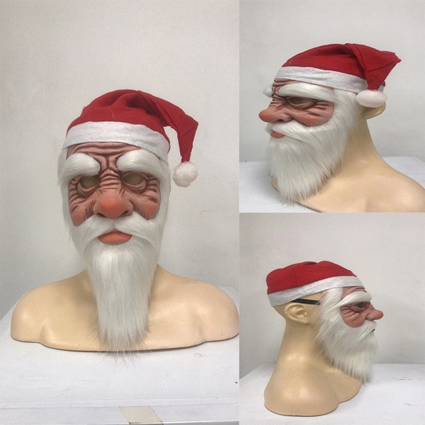 Santa Claus Mask Christmas Xmas Latex Masks Cap Merry Christmas Costume ...