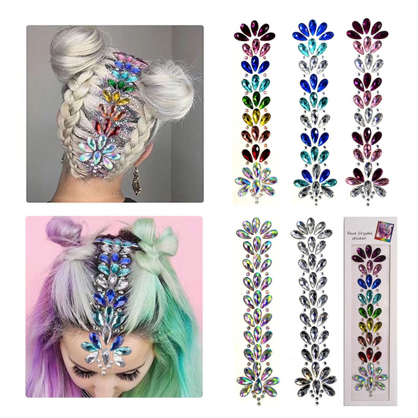 3D Crystal Forehead Headpiece Sticker Hair Jewels Glitter Face Body ...