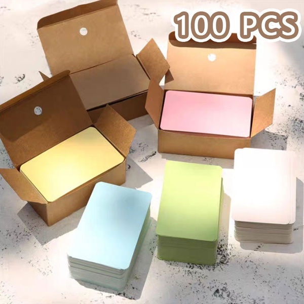100 Sheets/Box Color Blank Small Card Paper Message Card Blank ...