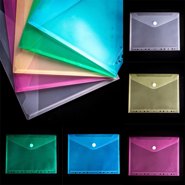 A4 File Bag Paper Storage Folder Transparent Color Envelope Pocket ...