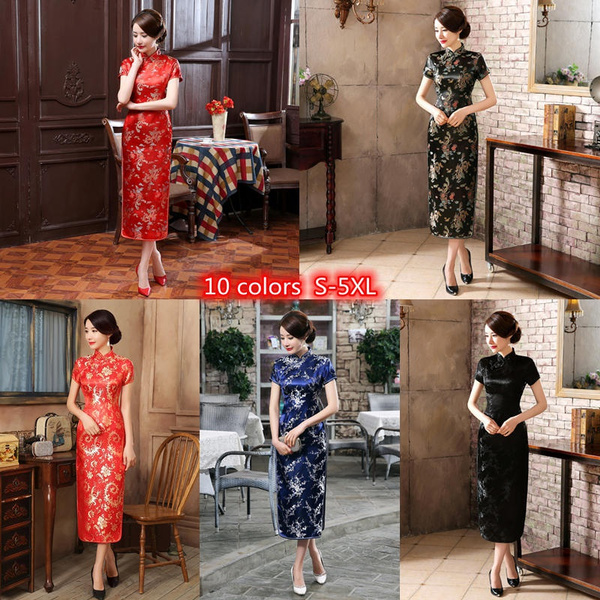 Chinese Cheongsam Traditional Wedding Qipao Woman Embroidery Elegant ...