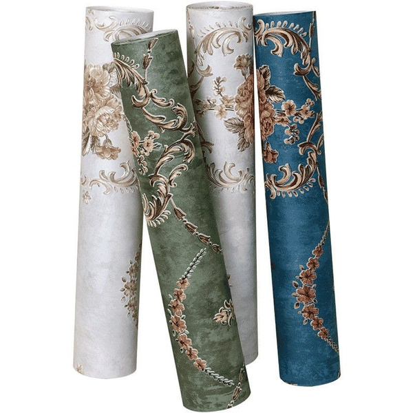 10m/roll 3D Texture Non Woven Wallpaper European Flower Embossed Wall ...
