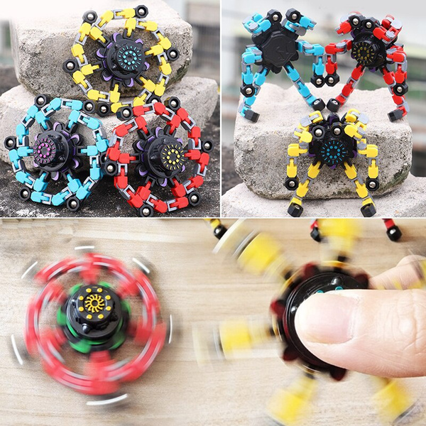New Spinning Top Fidget Toy Kids DIY Deformable Chain Anti Stress ...