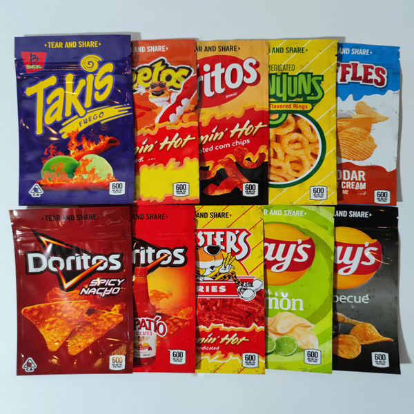 edible snack chips mylar package bags medicated takis ruffles cheddar ...