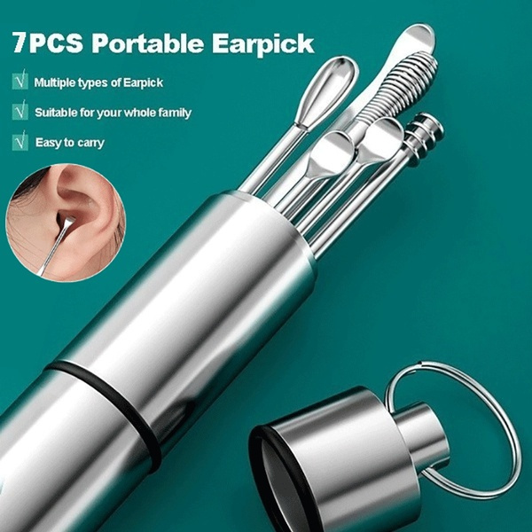 6Pcs/7pcs set Ear Wax Pickers Stainless Steel Earpick Wax Remover ...