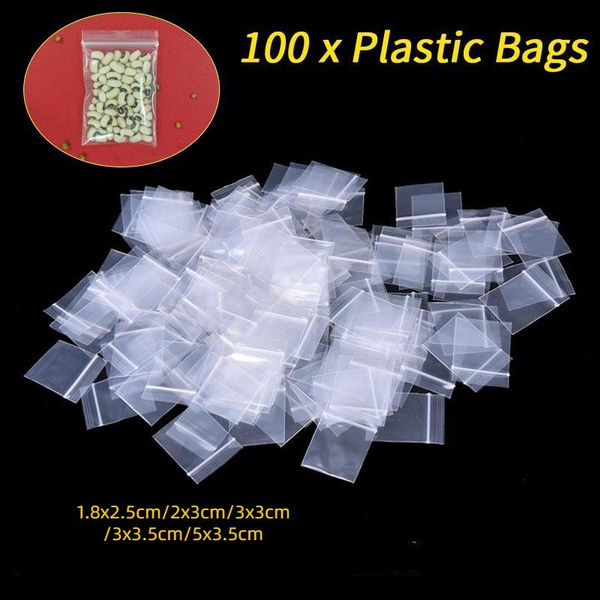 100Pcs/set Mini Lock Bags Plastic Packaging Bags Small Transparent ...