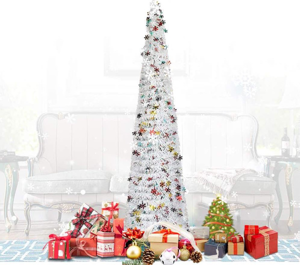 QTIVY 5 Foot Pop Up Christmas Trees with Shiny Pieces Collapsible Easy ...