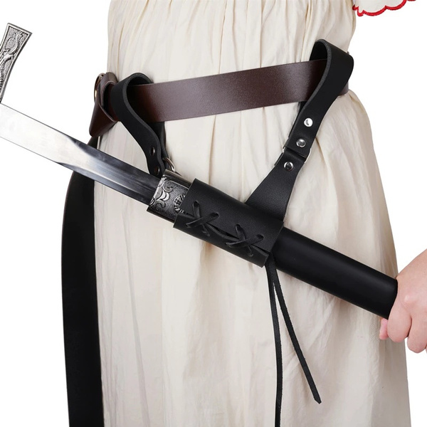 Medieval Renaissance PU Leather Sword Belt Waist Sheath Scabbard Holder ...