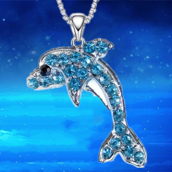 Exquisite Fashion Diamond Dolphin Pendant Necklace European and ...