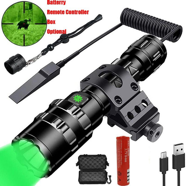 LED Flashlight Rechargeable Green Light Tactical Flashlights 1200 ...