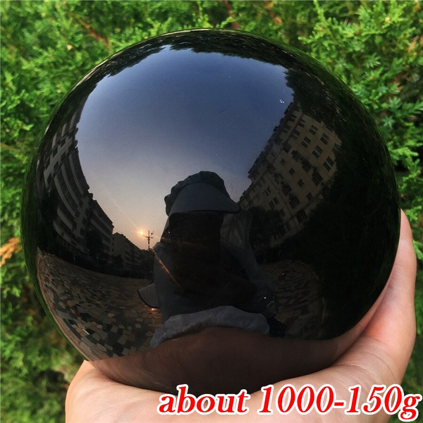 About 150-1000g Asian Rare Natural Black Obsidian Sphere Large Crystal ...