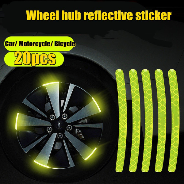 20pcs Car Wheel Hub Stickers Decorative Reflective Stickers Prism Epoxy ...