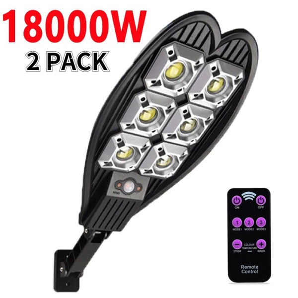 2/1Pcs COB LED Solar Power Street Wall Lights Outdoor, 18000W/9000W ...