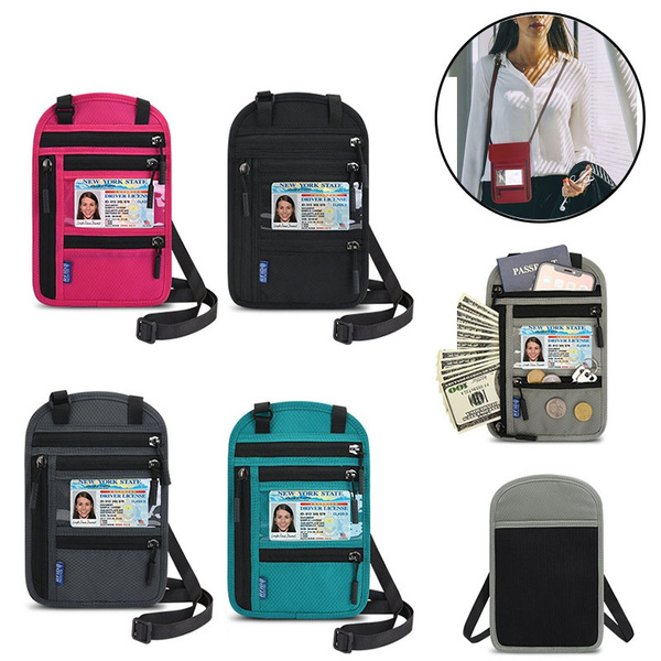Travel Neck Wallet Pouch with RFID Blocking Passport Cover Holder ...