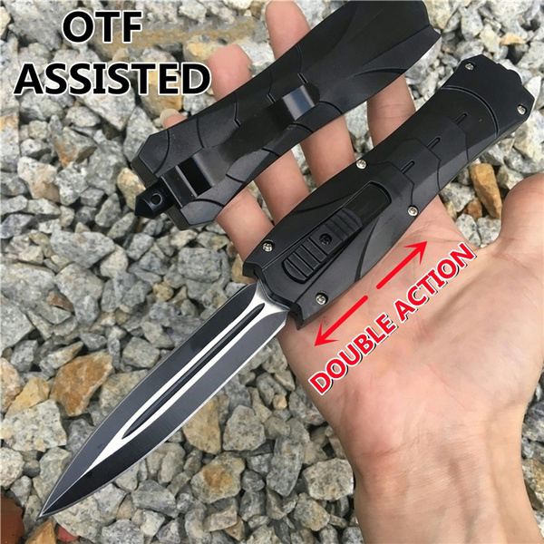 Tactical Knife Spring Assisted Knives Fixed Blade Double Edge Survival ...