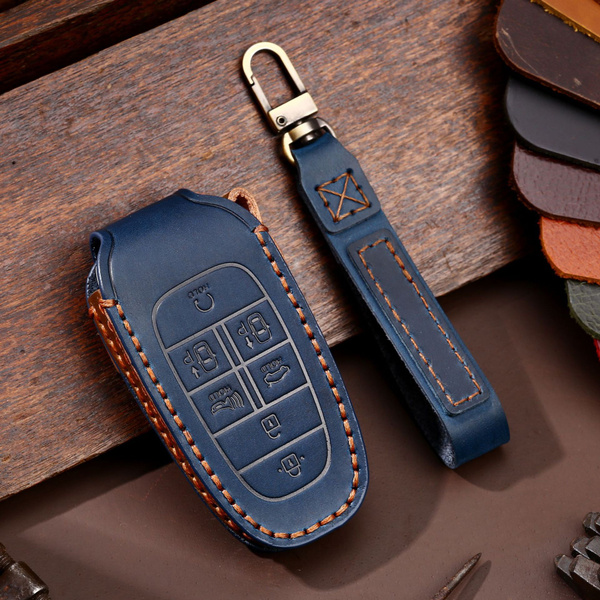Genuine Leather Car Key Fob Case Cover For Hyundai Sonata Tucson ...