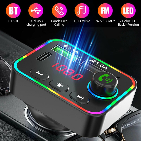 【PODOFO】 New Upgrade BT 5.0 FM Transmitter Car Kit MP3 Modulator Player ...