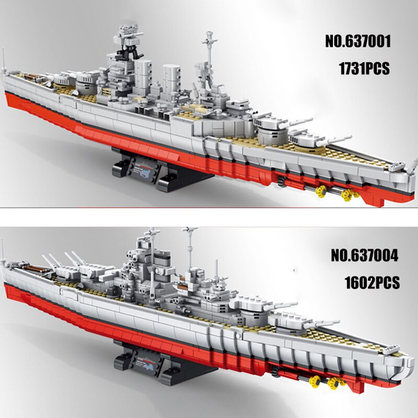 WW2 Military Warships Series Building Blocks Battleship Model WW2 ...