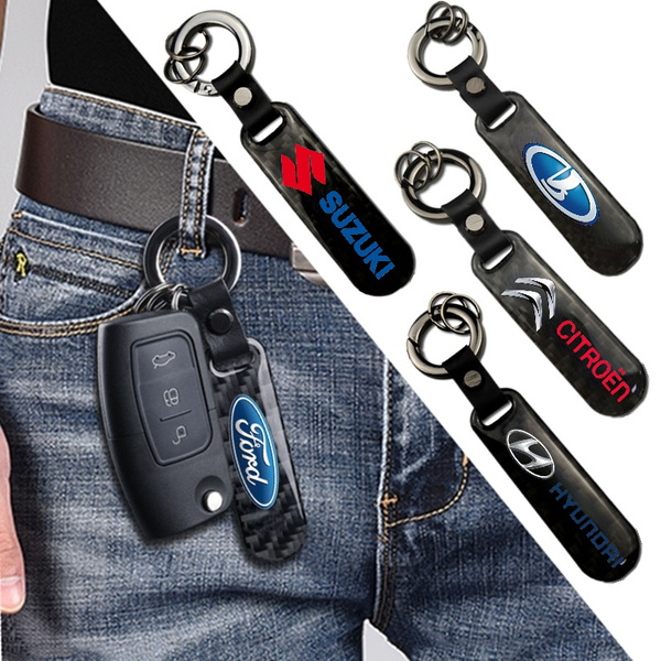 Carbon Fiber Car Keychain Key Ring Waist Pendant Key Holder for Peugeot ...