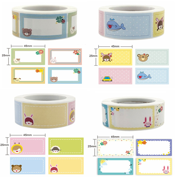 250Pcs/Roll Name Tag Sticker Cute Cartoon Kindergarten Pupil Self ...