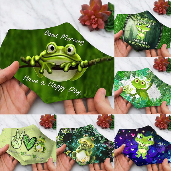 Funny Animal Frog Face Mask Cute Frog Printed Mask Funny Adult Dustmask ...