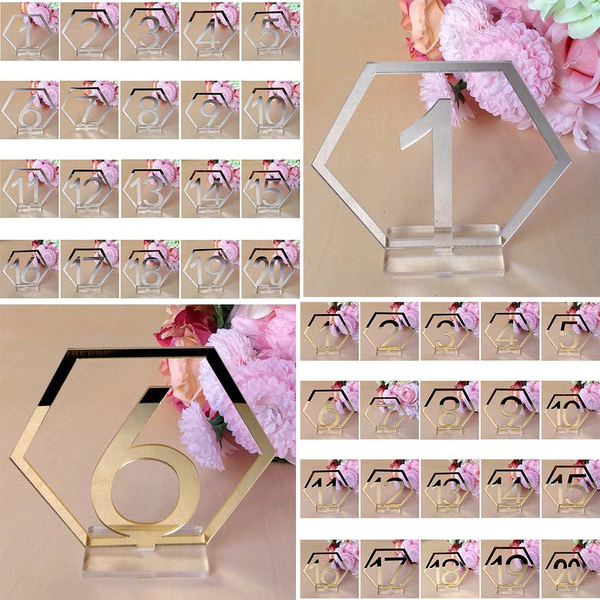 Number 1-20 Seat Card Acrylic Mirror Wedding Decorations Table Number ...