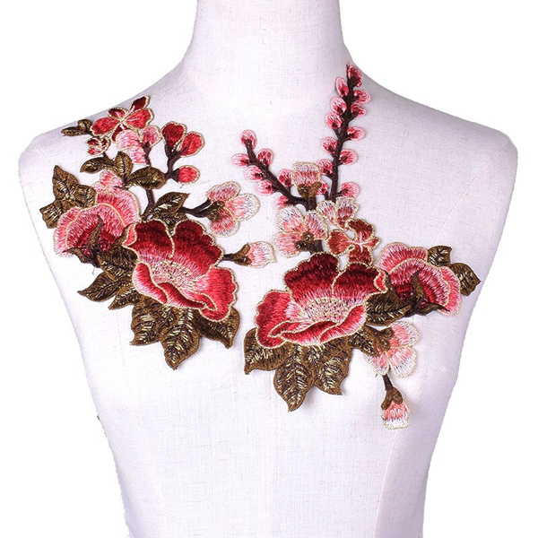 2Pcs/Set Lace Fabric Flower Applique Patches for DIY Wedding Festival ...