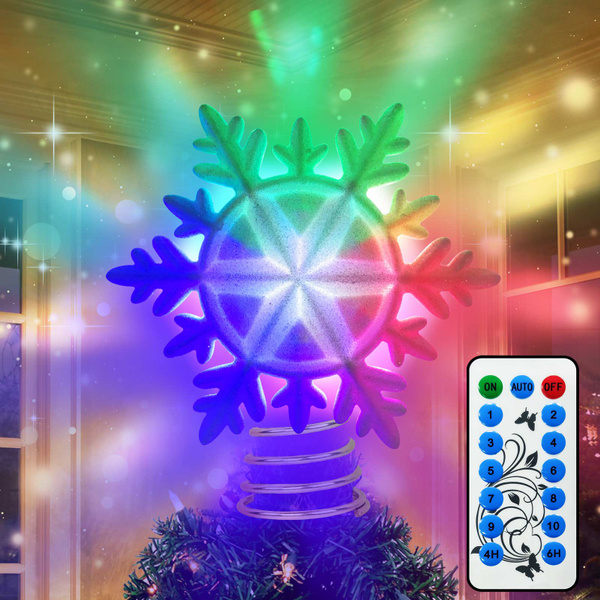 Lighted Christmas Tree Topper Led White Snowflake Tree Topper With 11