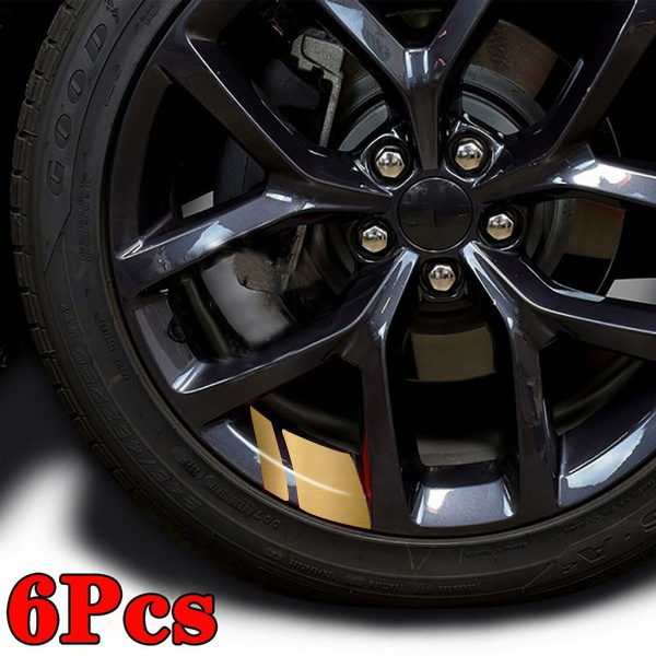 6Pcs Diy Universal Auto Wheel Rim Vinyl Stickers Reflective Hash Mark ...