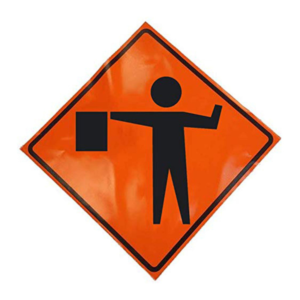 Eastern Metal Signs and Safety 36 x 36 Inch Flagger Symbol Roll Up ...