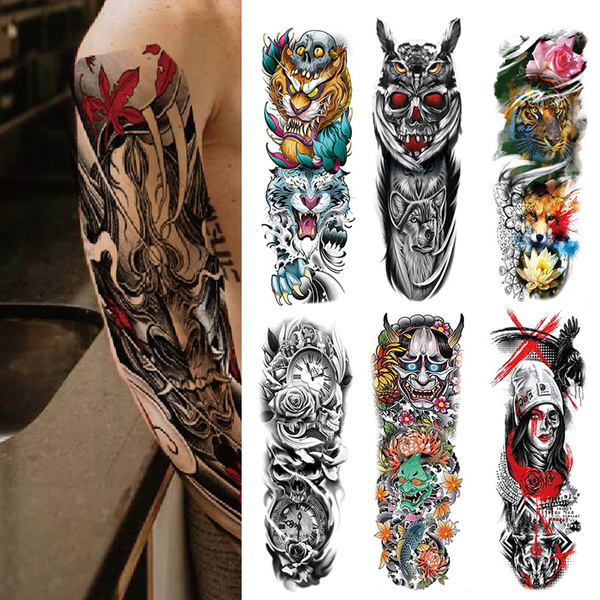 14 Styles Fashion Tattoo Sticker Full Arm Waterproof Temporary Tattoos ...