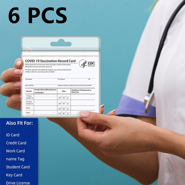 6 Pack 4.3x3.5 in CDC Vaccination Card Protector Immunization Record ...