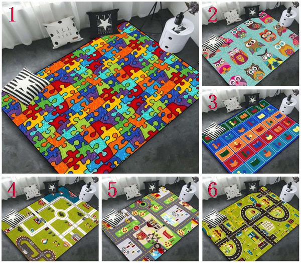 Cartoon Map Zoo Pattern Carpet Train Airport Kids Play Mat Room Bedroom ...