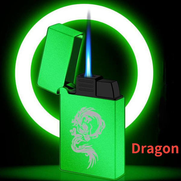 NEW Luminous Metal blue flame Cigarette Lighter Mini Torch Jet Lighter ...