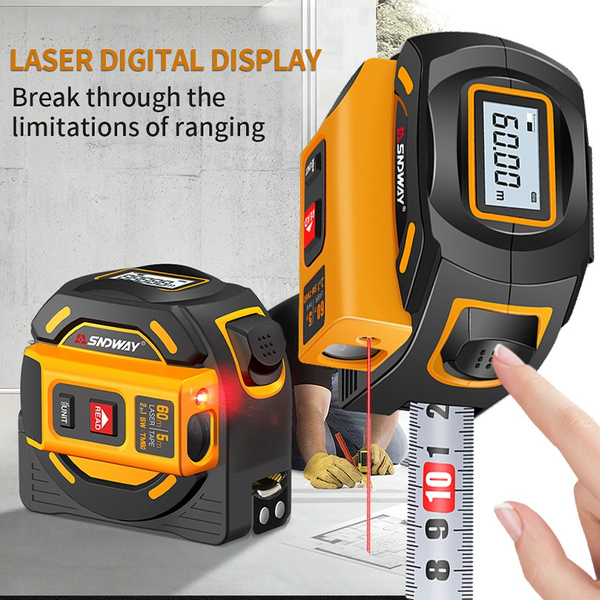 Laser Distance Measuring Tape 40M 60M Digital Tape Measure 2-in-1 Laser ...