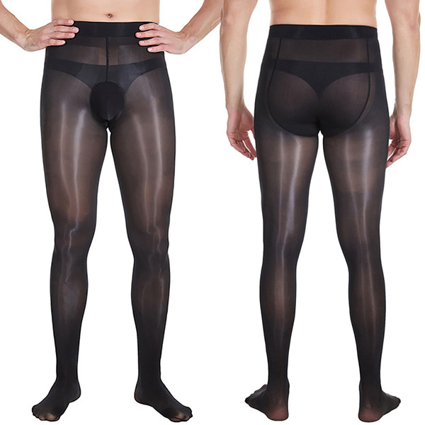 Mens 8 Denier Ultra Thin Glossy Pantyhose High Elastic Nylon Sheer