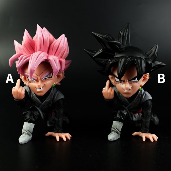 Anime Dragon Ball Z Black Goku Action Figure PVC GK Goku Middle Finger ...