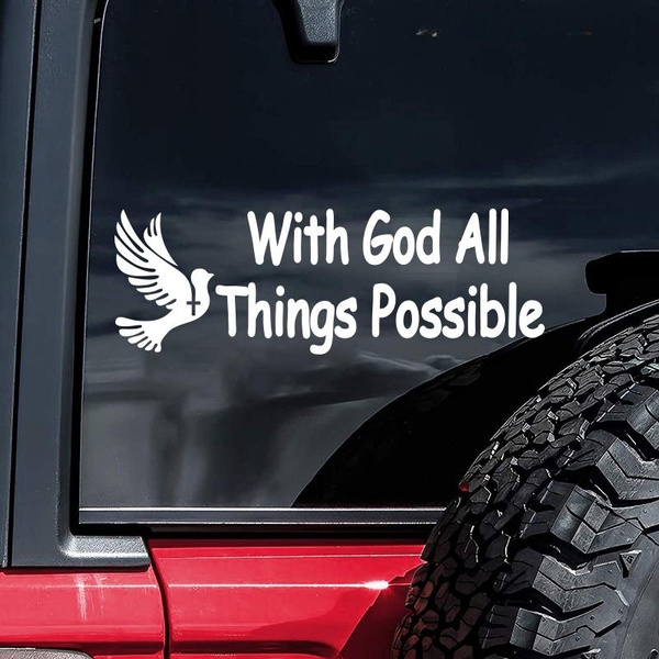 1PC Car Stickers with God All Things Possible Religious Christian Car ...